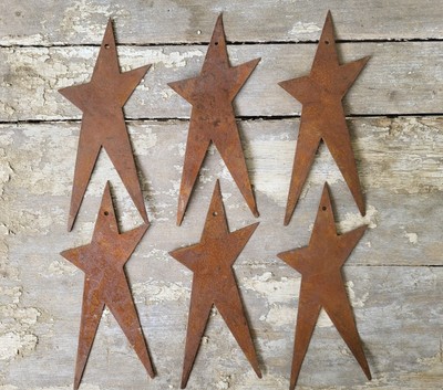 Primitive Rusty Tin Stars Set of 6 New | eBay