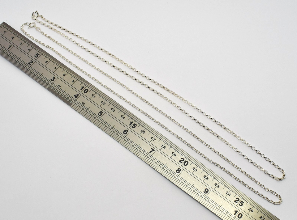 2 Sterling Silver Belcher Chains – 21" Italian Hallmark & 20¼" 925 ...