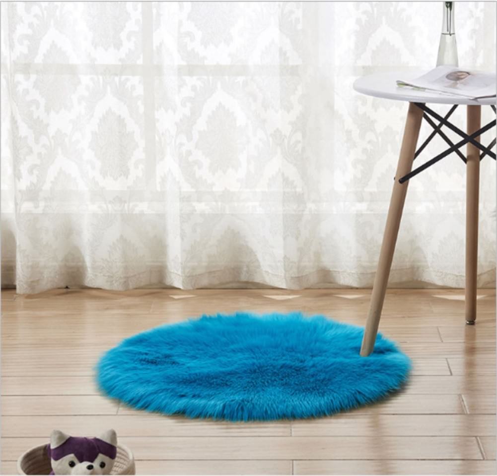 Soft Fluffy Faux Fur Circular Sheepskin Rug Round Floor Mat Available ...