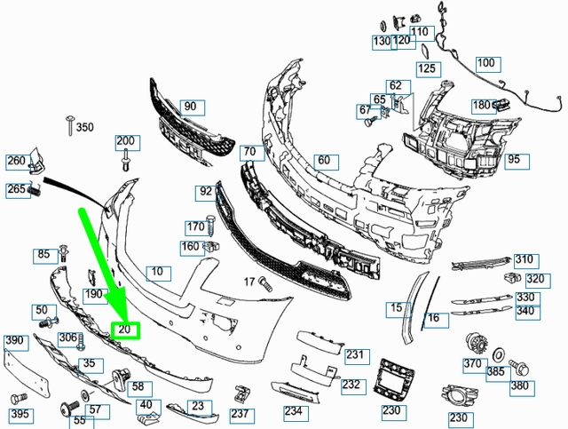 Mercedes-Benz GL X164 Front Bumper Bottom Trim Cover A1648856625 ...