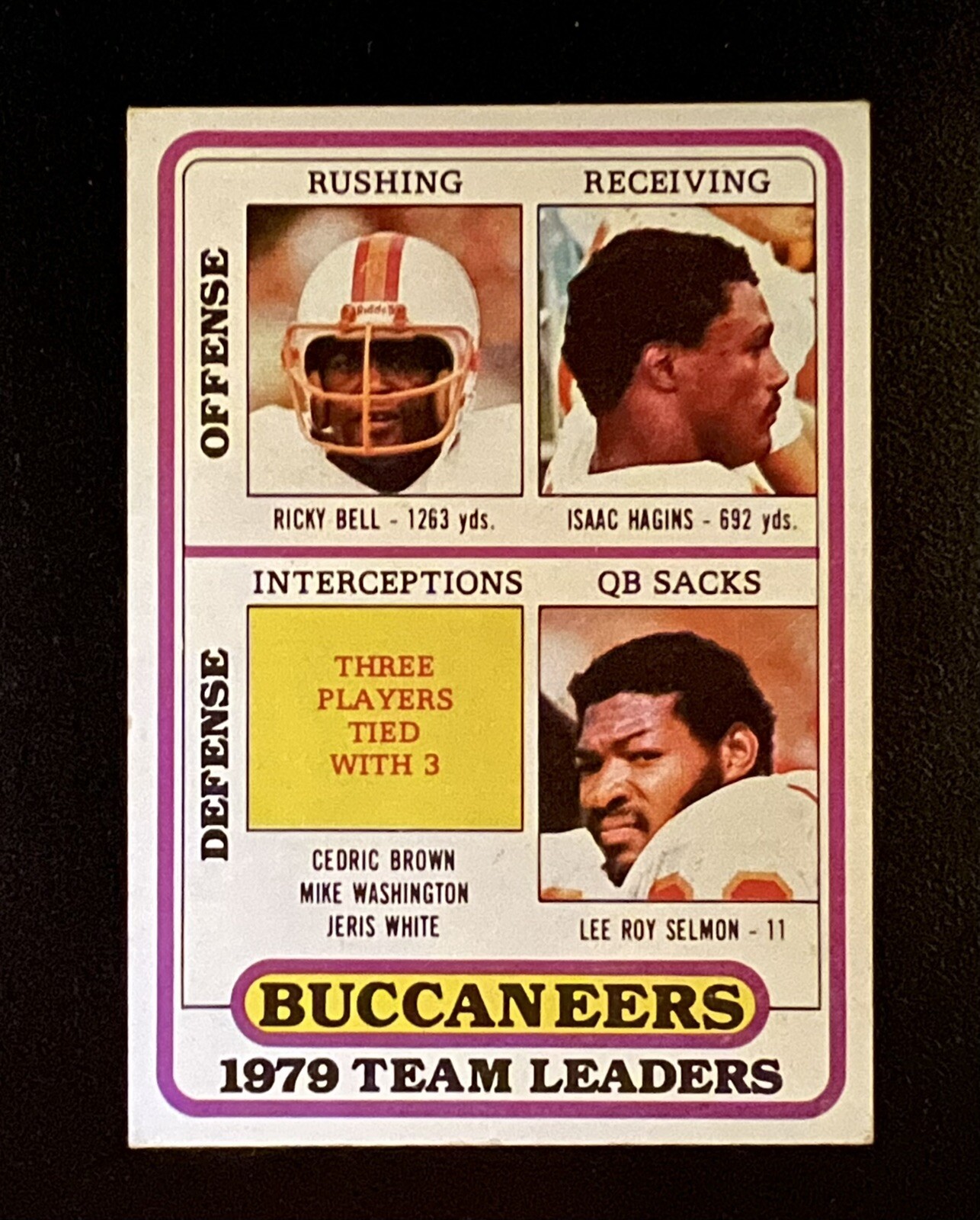 1980 Topps NFL #282 Ricky Bell/Isaac Hagins/Lee Roy Selmon -Tampa Bay ...