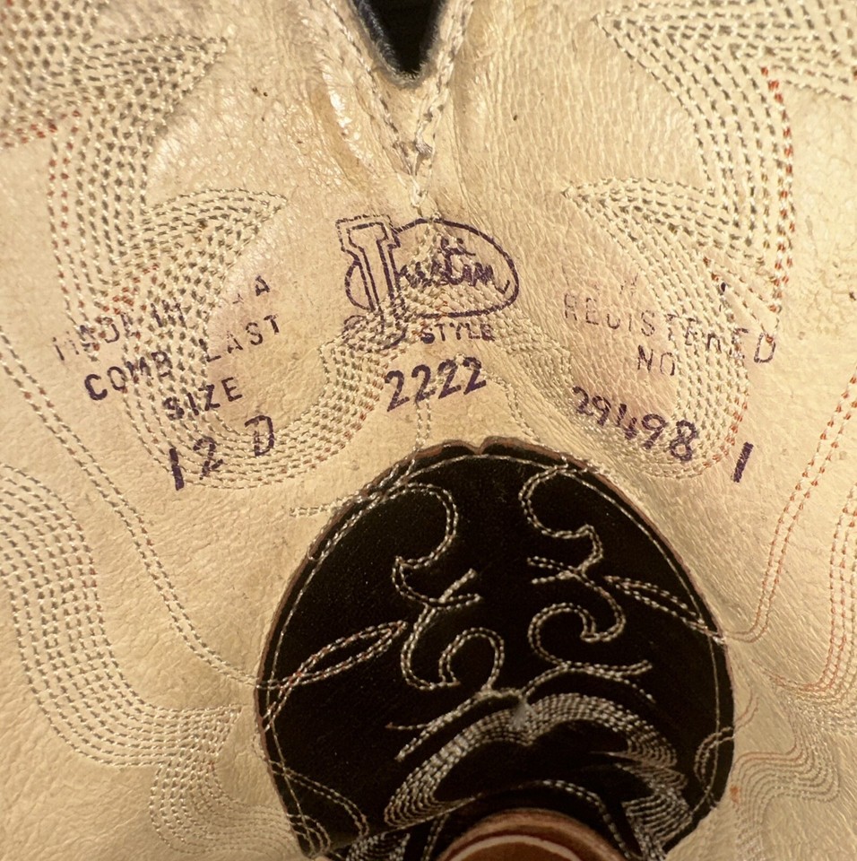 Justin 2222 Mens Size 12D Rick Grimes Walking Dead Cowboy Boots Screen ...