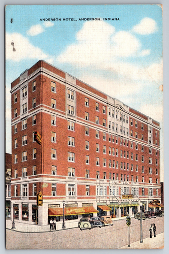 Anderson, IN, Anderson Hotel, Old Cars, People, Vintage Postcard | eBay