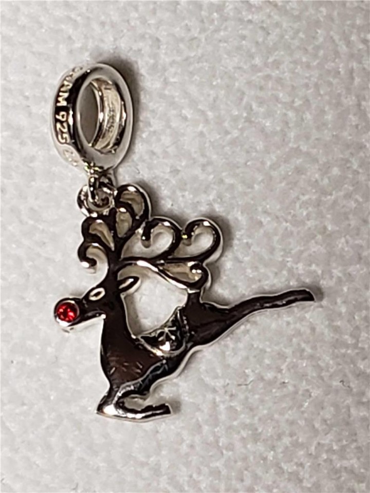 Chamilia Leaping Rudolf Reindeer Dangle Swarovski & Sterling Bead 2025 ...
