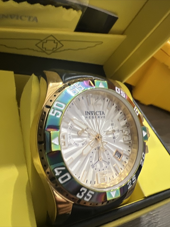 New Invicta Men's Excursion Reserve Swiss Chrono Silver Dial Leather ...