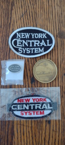 NEW YORK CENTRAL SYSTEM RAILWAY EMBROIDERED PATCH & RAILROAD COIN PIN ...