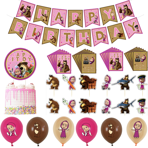 Masha And Bear Theme Party Supplies Paper And Material | eBay
