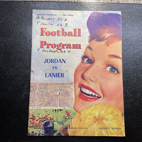 1954 High School Football Program JORDAN VS LANIER Memorial Stadium ...