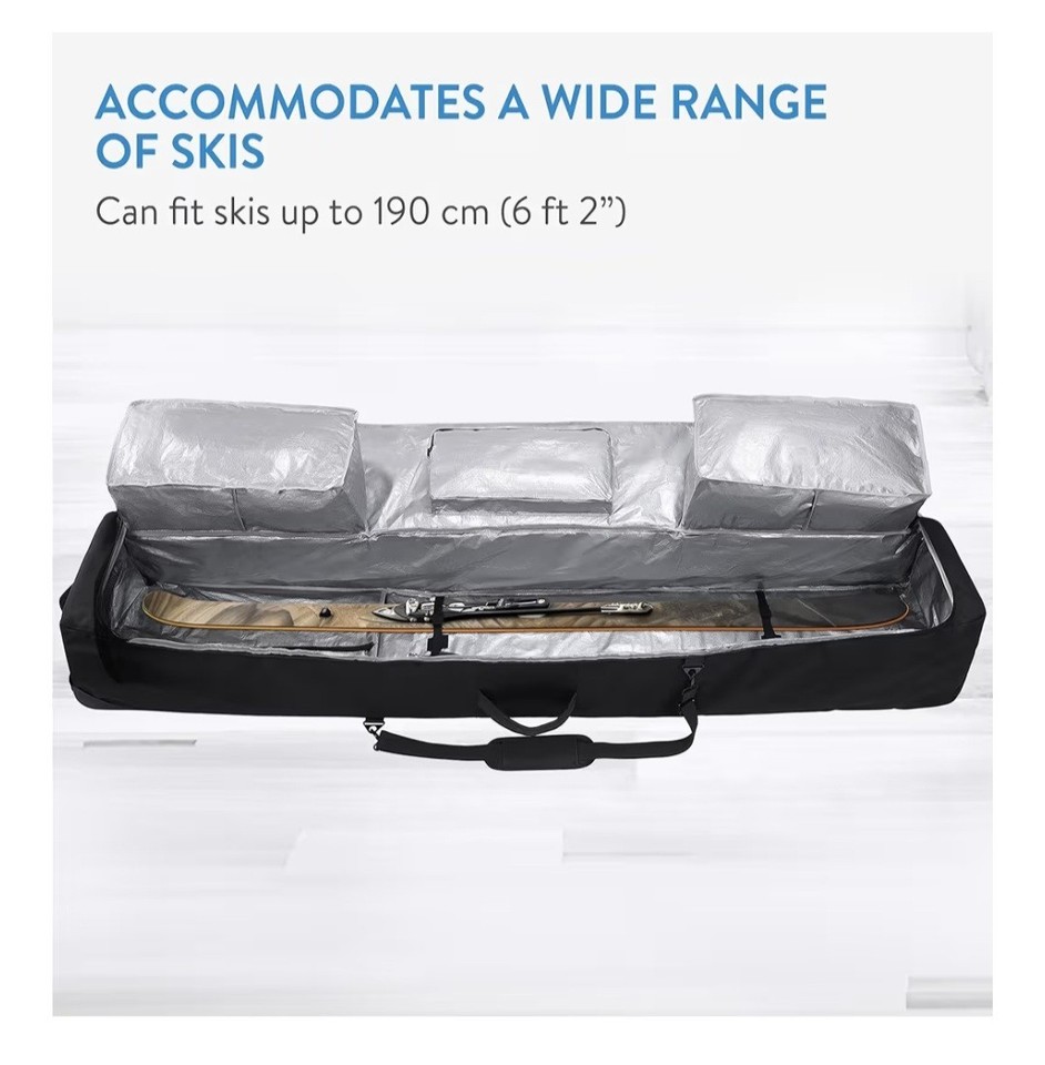 Team Obsidian Ski Bag Holds 2 Skis to 190cm Heavy Duty Water Resistant FREE SHIP | eBay