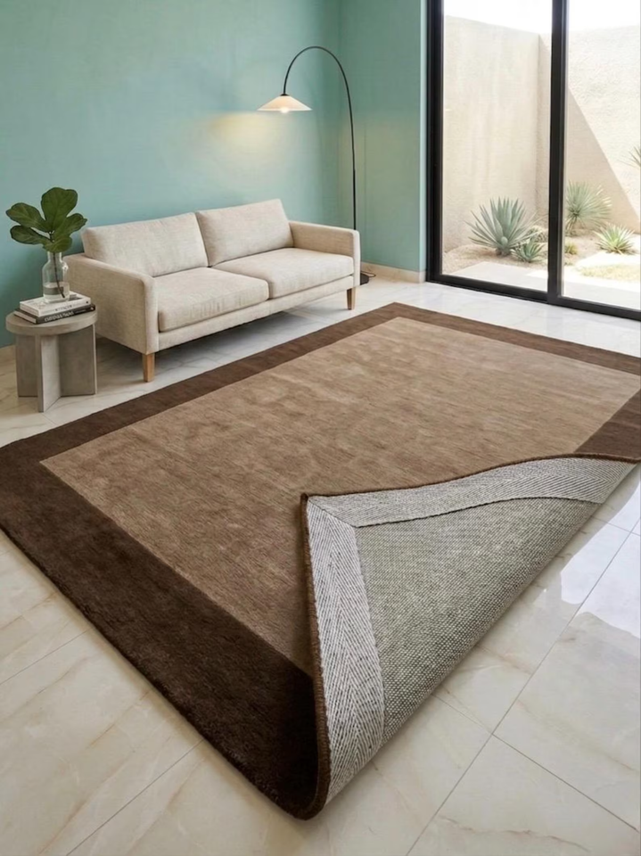 Hand-Tufted Wool Rug – Modern Minimalist Solid Brown Living Room Carpet ...