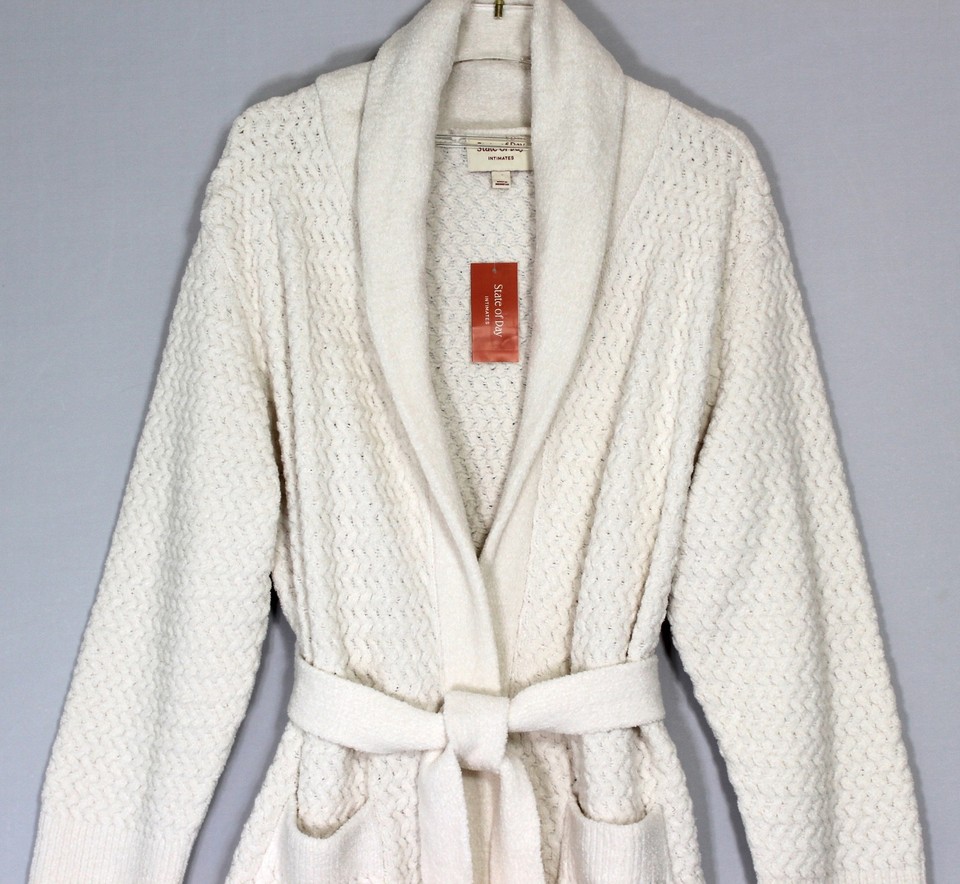 STATE OF DAY Chenille Waffle Knit Robe Size XL/XXL Bright Sea Salt ...