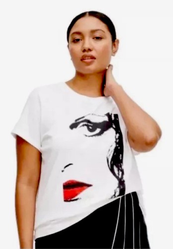 Diane Von Furstenberg x Target White Crewneck T-Shirt Red Lip Face Tee ...