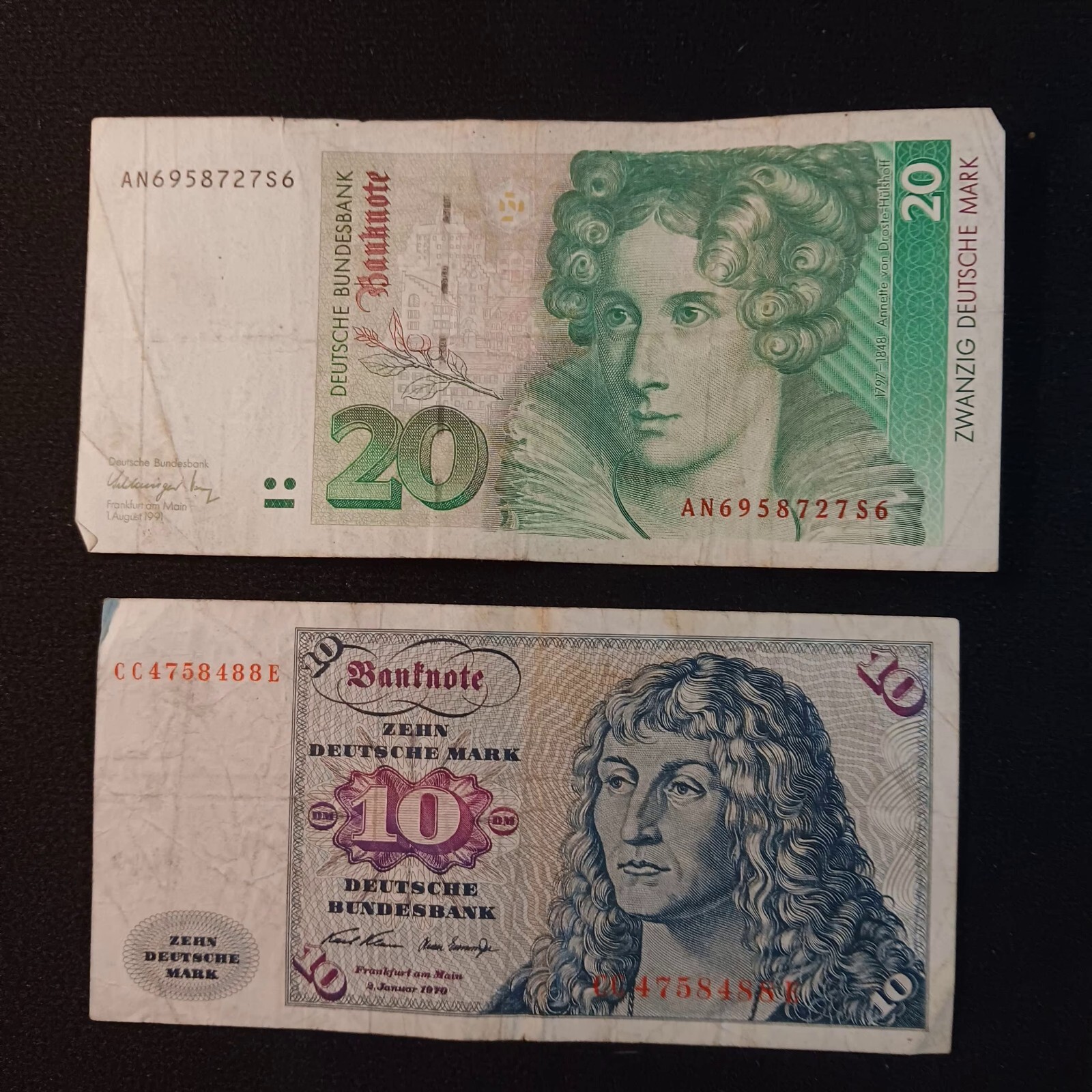 Lot Of 2 Circulated GERMANY Paper Money 10 And 20 Deutsche Marks 1970 ...