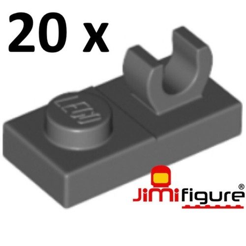 NEW 20 x LEGO 1x2 Modified Plate with O Clip on Top Dark Bluish Grey ...