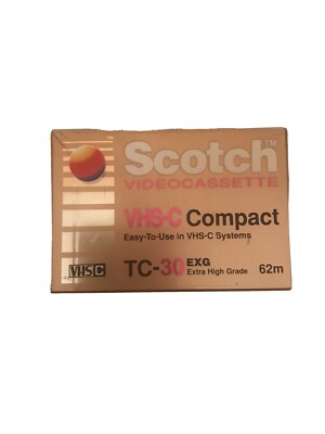 SCOTCH VHS-C COMPACT VIDEOCASSETTE CAMCORDER TAPE SEALED TC-30 VHSC 62M ...