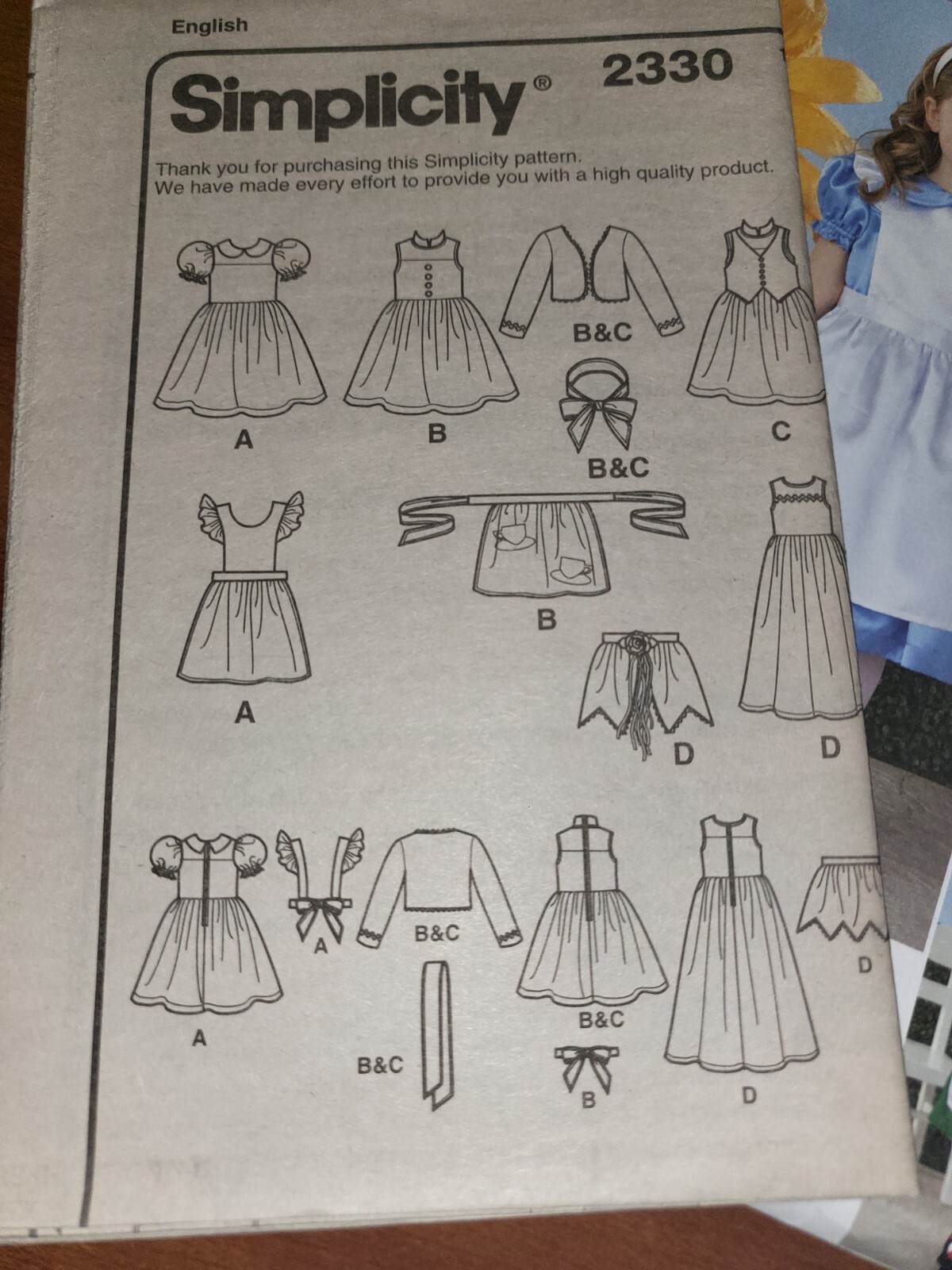 2010 simplicity Pattern 2330 Childs Alice in Wonderland Costumes Sz 3-8 ...