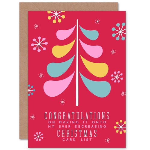 Christmas List Decreasing Funny Blank Greeting Card With Envelope ...