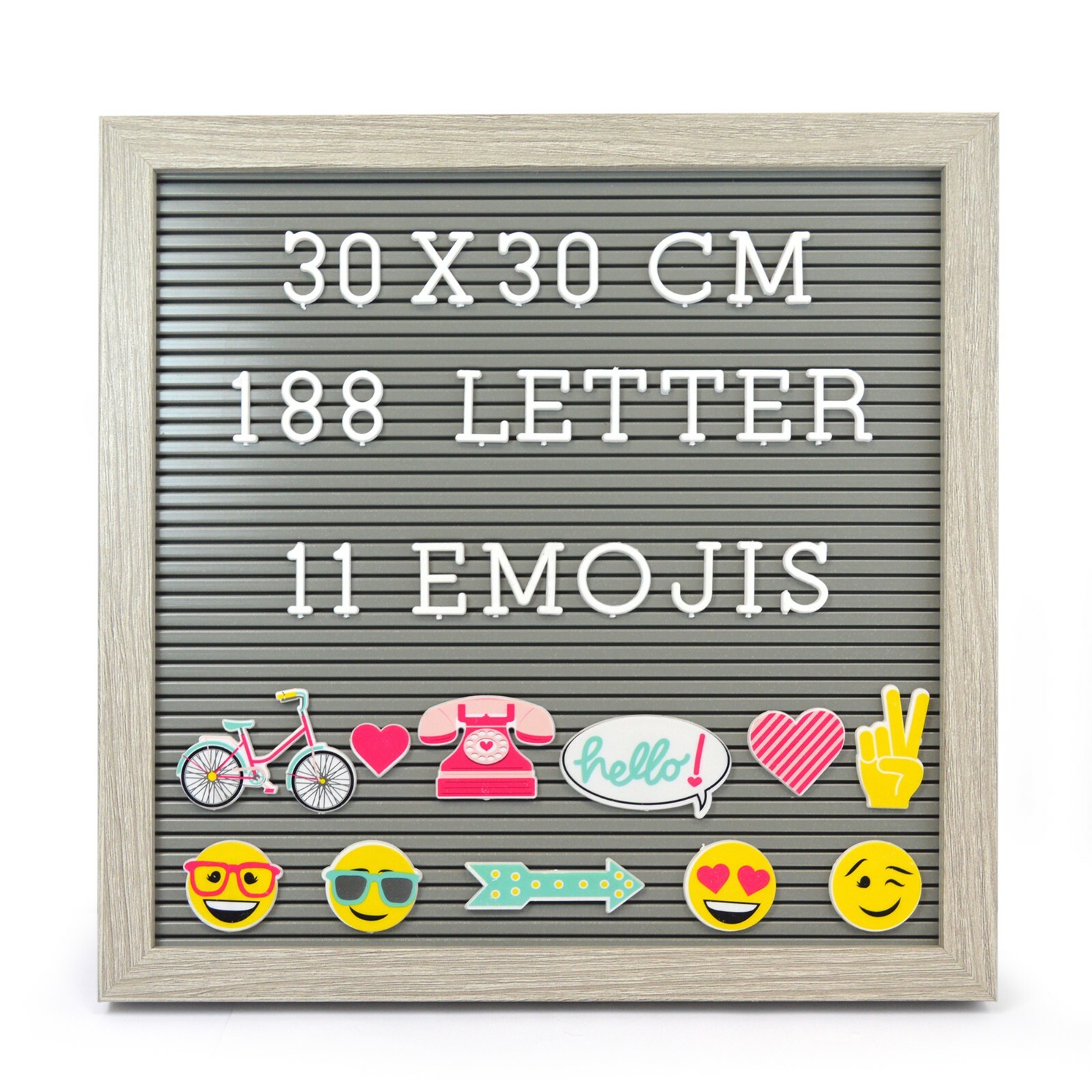 Knight Message Board 188 White Letters 11 Emojis Grey Rustic Frame ...