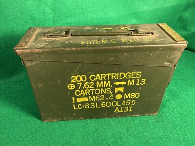 Vintage Military Ammo 200 Metal Cartridge Box 7.62 MM NATO M80 Cartons ...