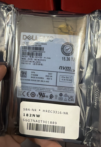 Dell EMC 15.36TB 0182NW PCIe Gen4 NVMe 2.5 SFF SSD 182NW MZ-WLR15T0 ...