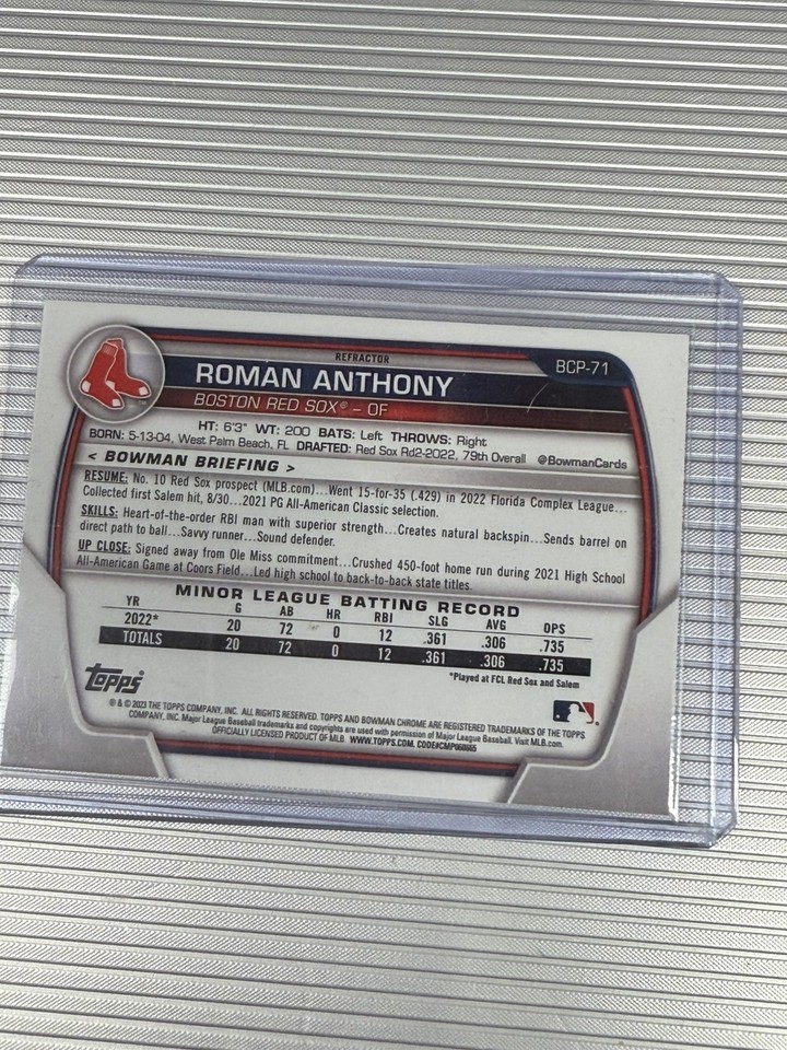 2023 Bowman Roman Anthony 1st Bowman Chrome Lunar Glow Refractor #BCP ...