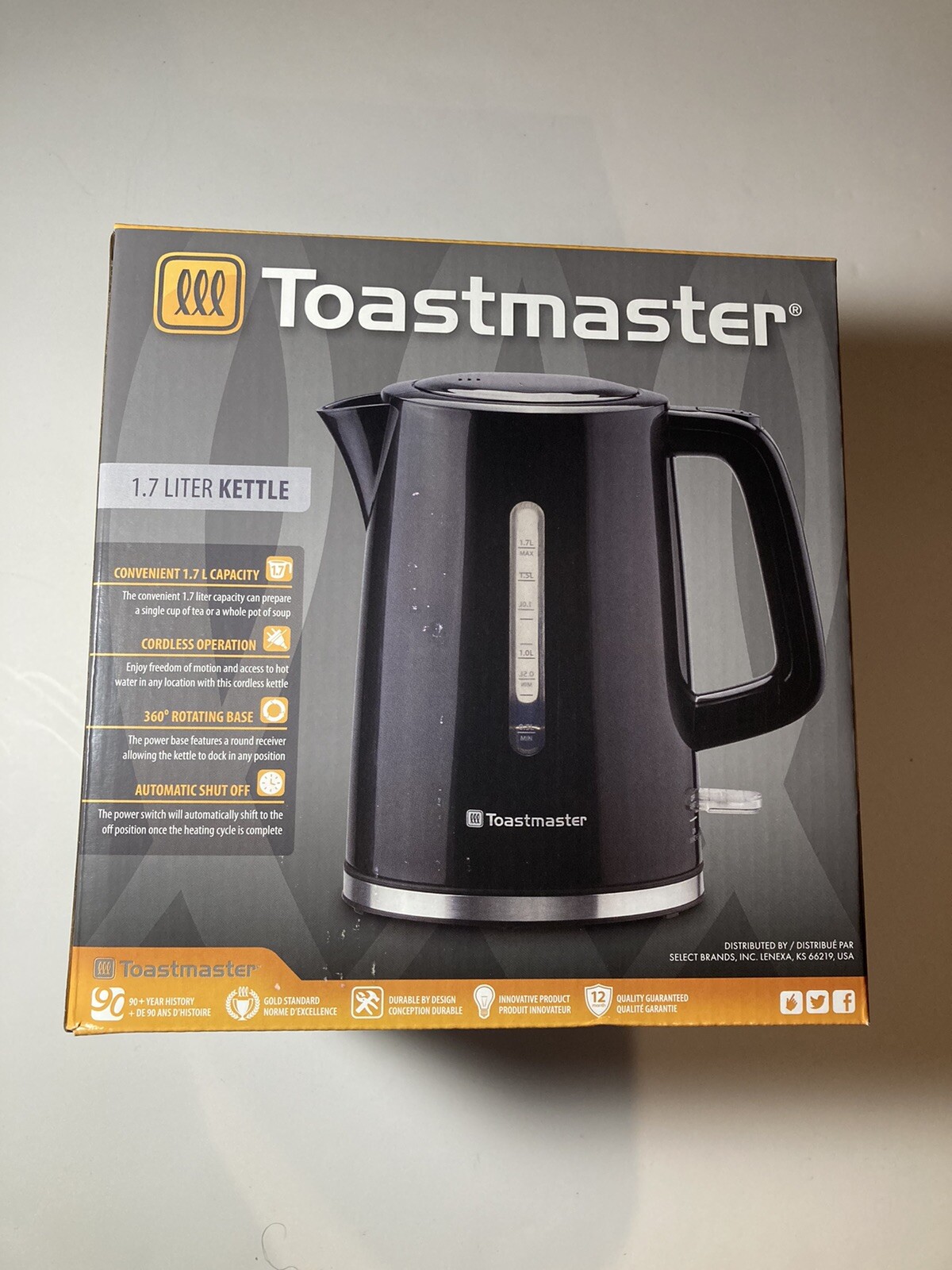 Toastmaster TM-796KECB Electric Kettle, 1.7 Liters, Black auto shut off ...