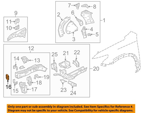 GM OEM 19-23 Enclave Fender Structural Components Rails-Front Rail End ...