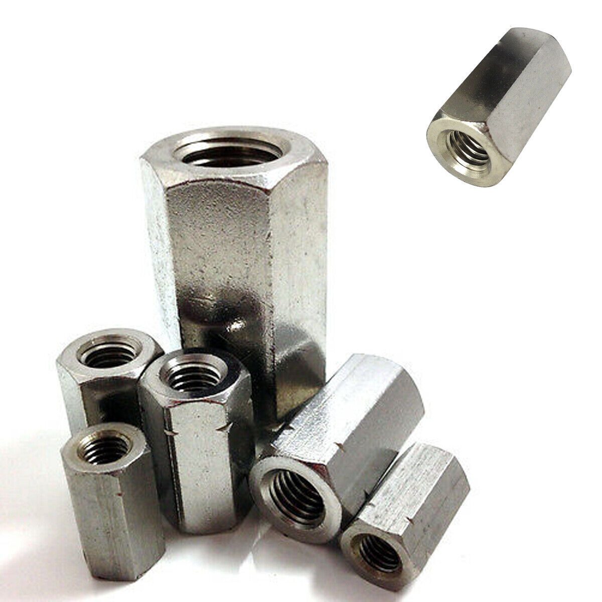 ROD BAR HEX STUDDING CONNECTOR LONG NUTS STAINLESS STEEL M5 M6 M8 M10 ...