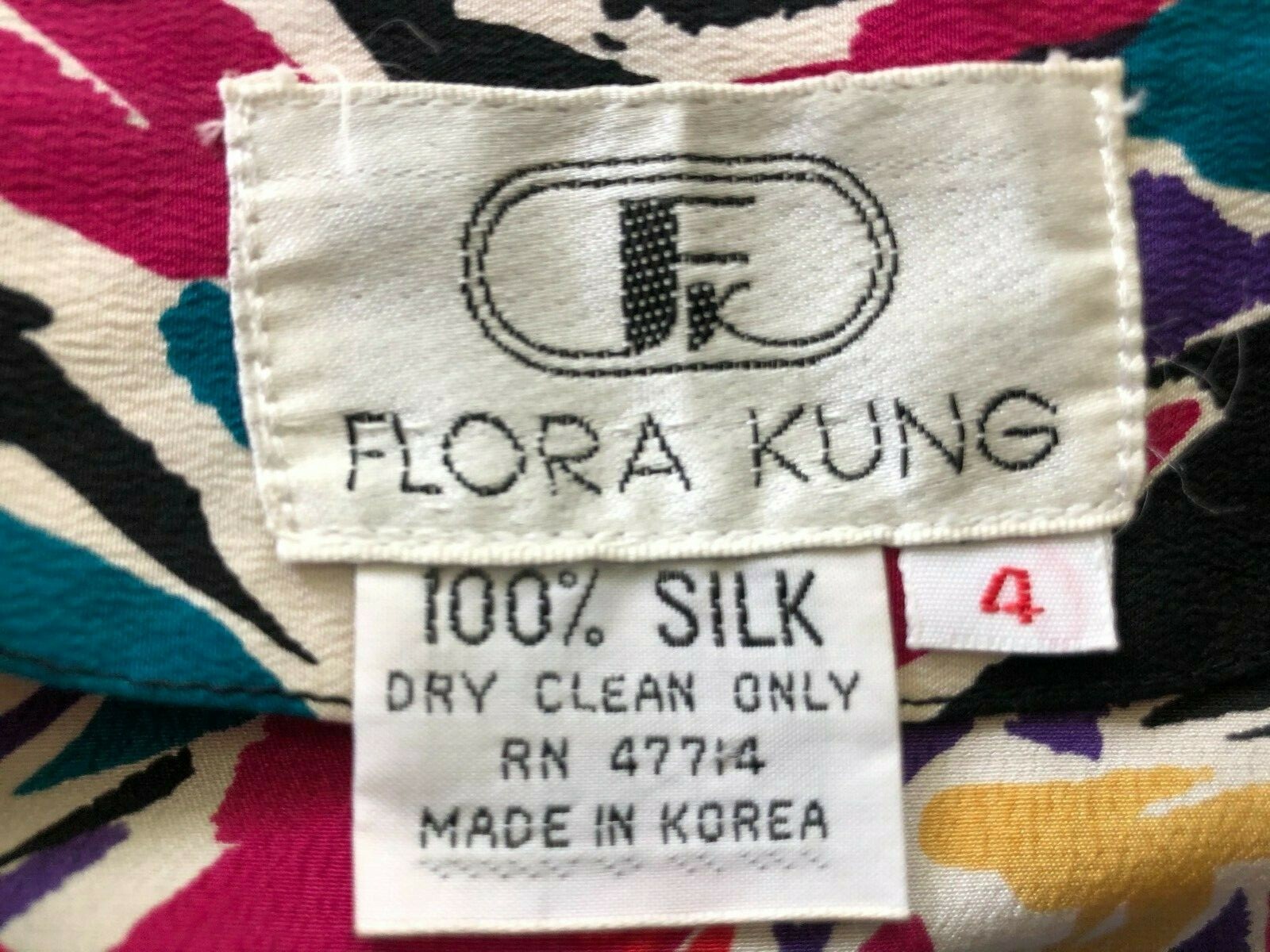 Flora Kung Vintage 1980's Silk Ruffle Abstract Shoulder Padded Dress 4 ...