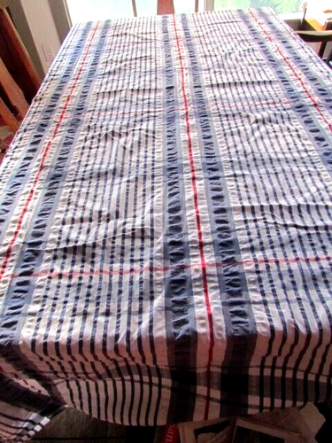 Americana Red White Blue Tablecloth 102" L x 60’ W 100% Cotton | eBay