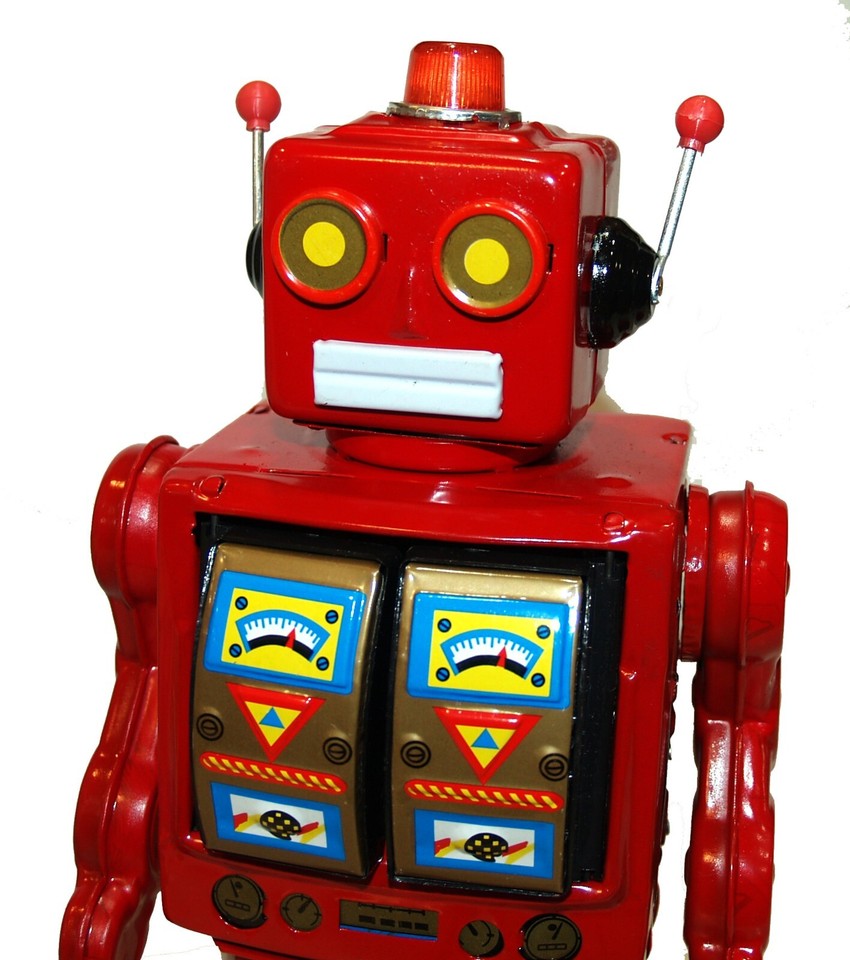 ME100 Rotatomatic Tin Toy Robot Battery Operated Red Electron Robot | eBay
