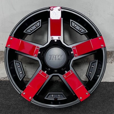 20" IPW 925 SATIN BLACK RED WHEELS RIMS FITS GMC SIERRA 1500 PRO SLE ...