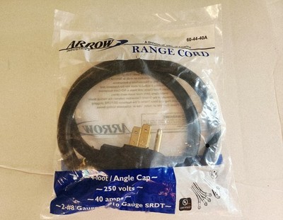 Arrow 60-44-40A Range Cord 4 Ft Angle Plug 250V 40A 4-Wire #8 #10 SRDT ...