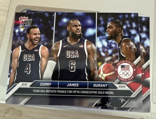 2024 Topps Now Team USA Olympics Steph Curry LeBron James Kevin Durant ...