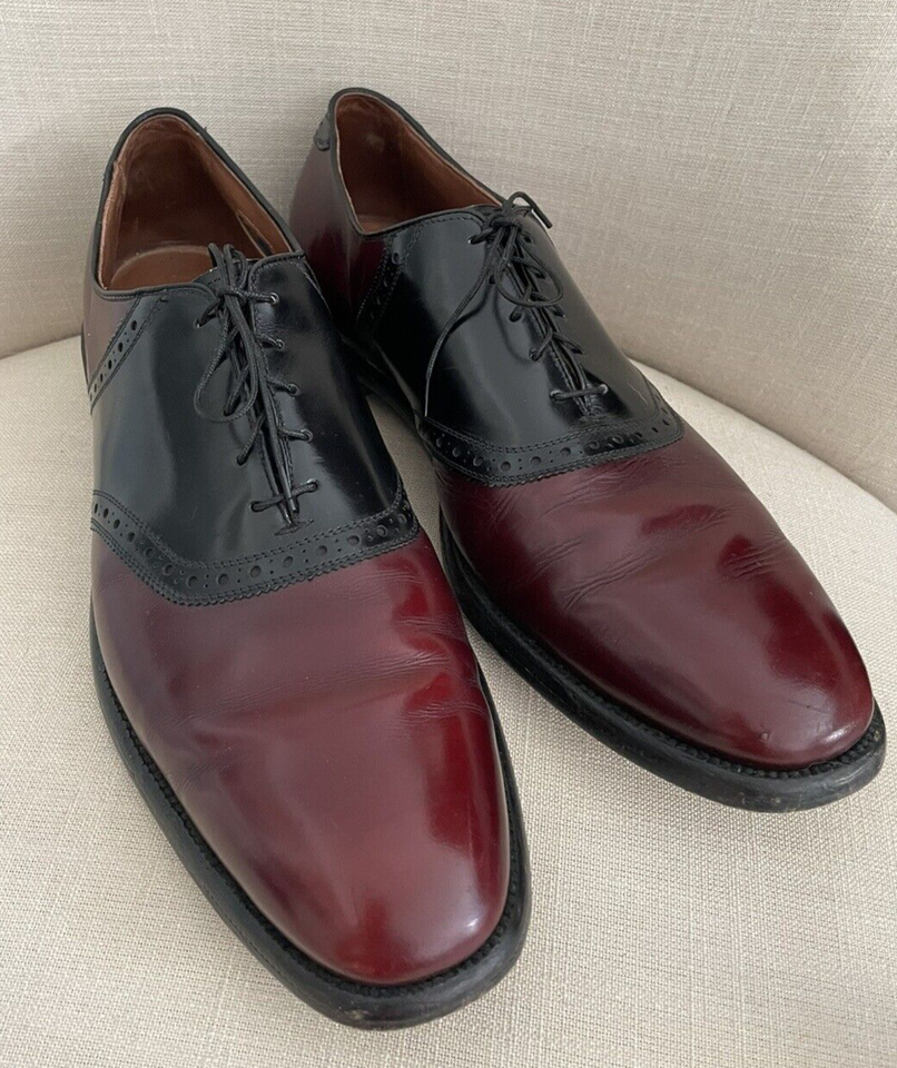 ALLEN EDMONDS Mens Dress Shoes Burgundy Black Leather Saddle Oxfords ...