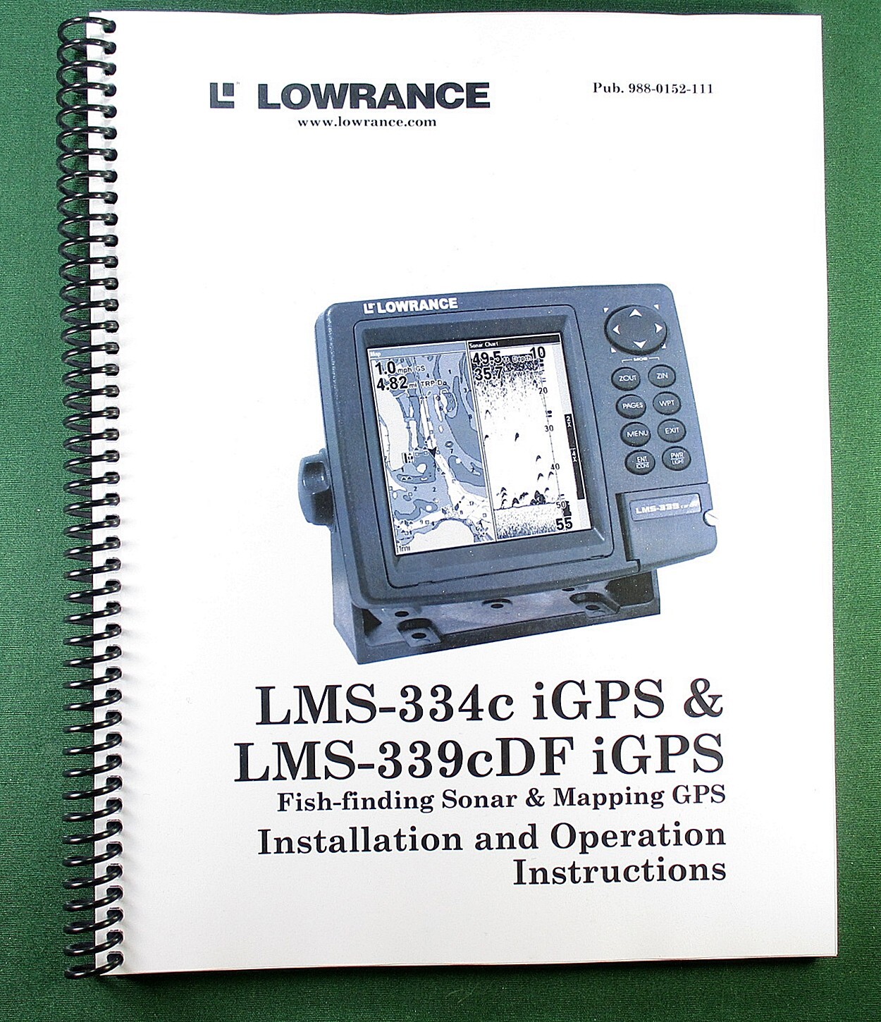 Lowrance LMS-334c iGPS Instruction Manual: 216 Pages & Protective ...