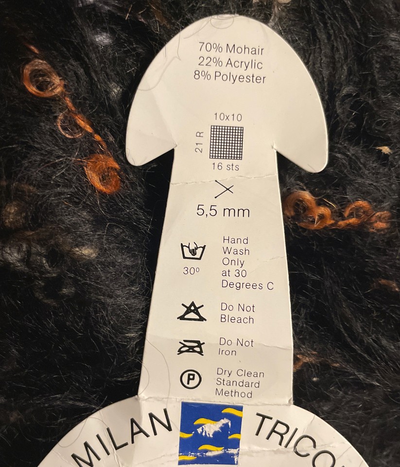 Scandal Milan Tricot Mohair Yarn 9 Skeins Made in France Black with ...