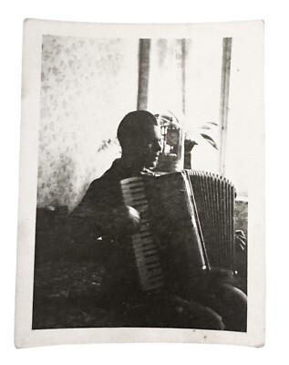WW2 Era Photo German Soldier Playing Accordion Alfred Rozsypalek ...