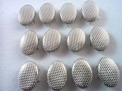 12 Oval Silver Tone Stippled Studs Clothing Decoration 1/2" Leather ...