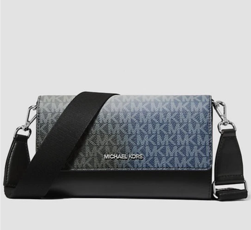 NWT Michael Kors Jet Set Large Ombré Signature Logo Crossbody Bag Black ...