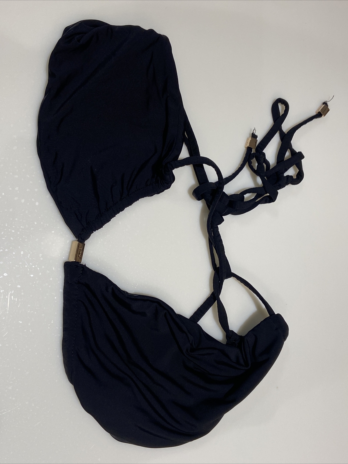 ALT swim black bikini top with gold detail - Gem