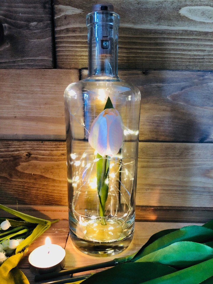 Glass Lily Tulip Flower Party Gift Lantern LED Wedding Table ...