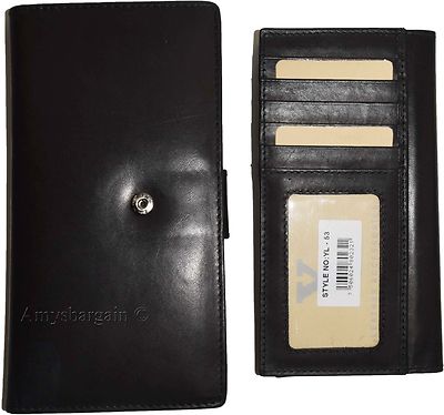 Leather Checkbook Wallet. Black 15 Credit card checkbook cover. Women ...