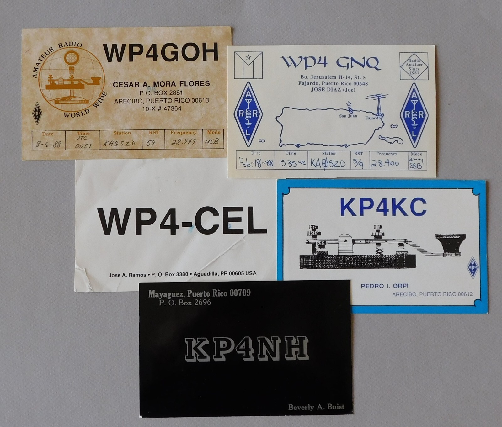 QSL AMATEUR RADIO CARDS – PUERTO RICO – 5 DIFFERENT - 1987-1988 | eBay