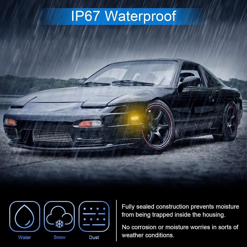 For 1989-1994 Nissan 240SX S13 Smoked Amber LED Front Side Marker ...