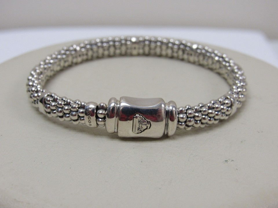 Designer LAGOS Sterling Silver 6mm Signature Caviar Rope Bracelet | eBay