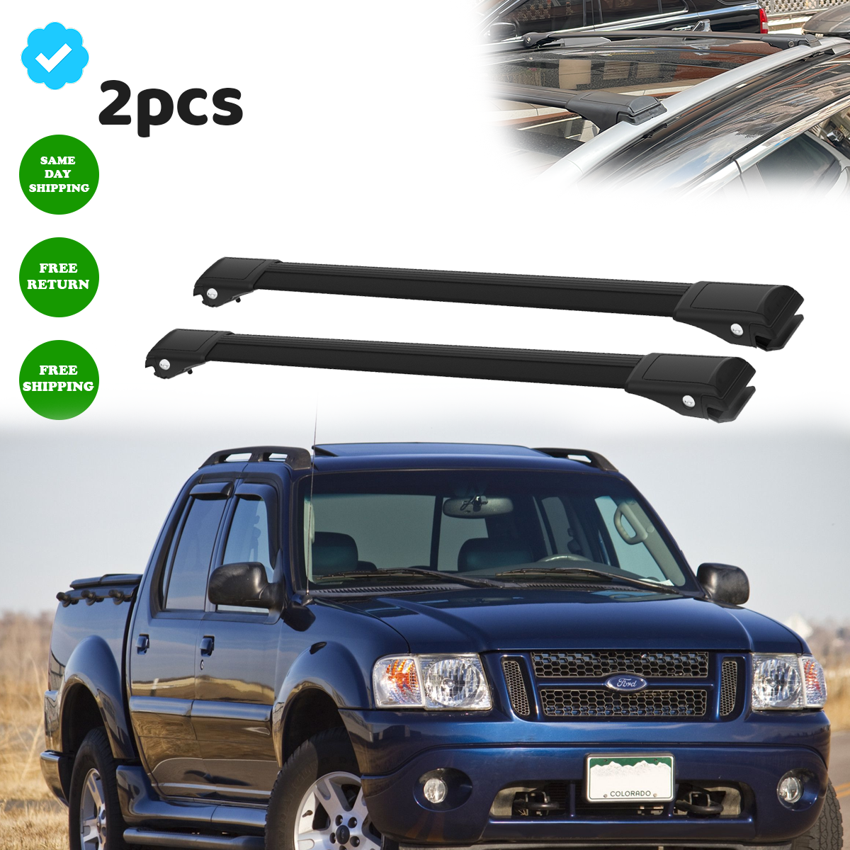 Cross Bars Roof Rack For Ford Explorer Sport Trac 2001-2005 Black ...