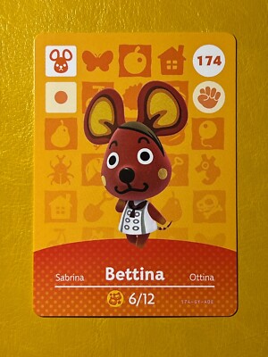 Bettina # 174 amiibo card for Animal Crossing AUTHENTIC UNSCANNED ...