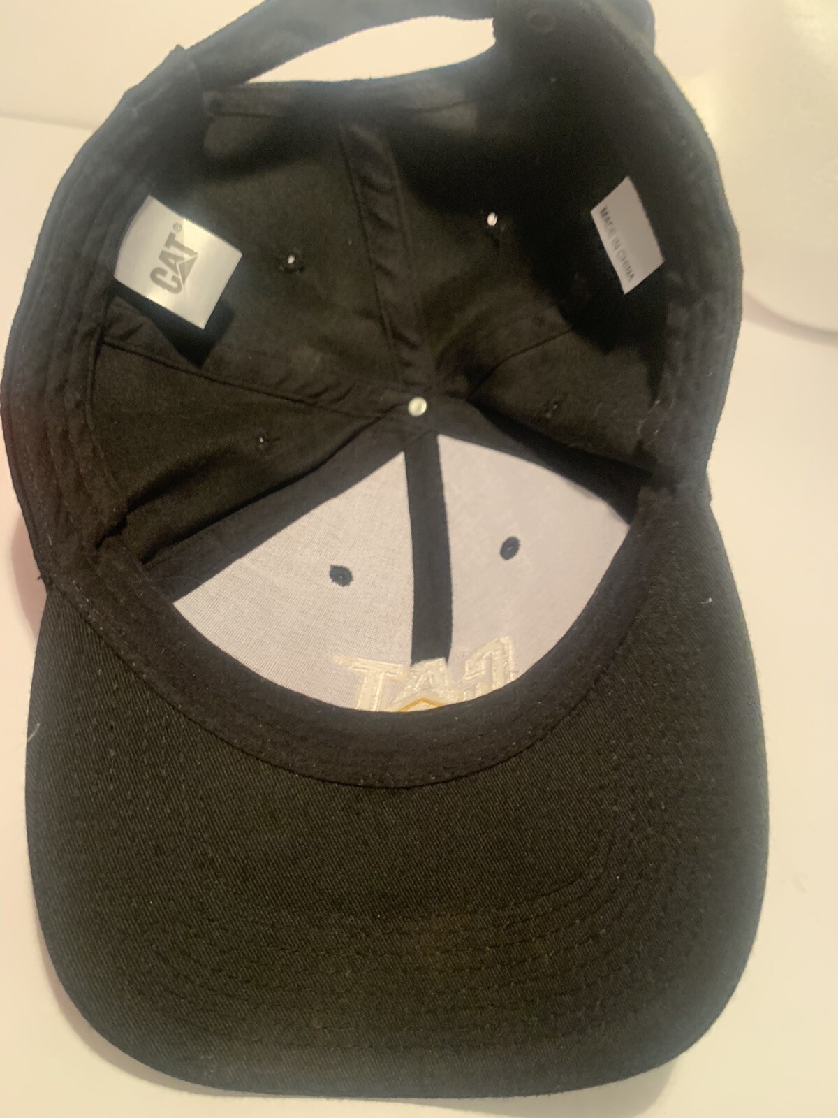 Caterpillar Ball Cap Hat black Cat logo fabric strap … - Gem
