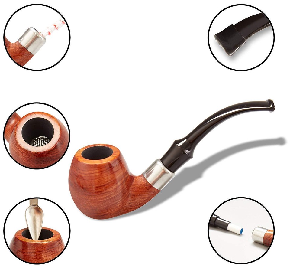 Tobacco Pipes, Handmade Pear Wood Bent Smoking Pipe with Pipe ...